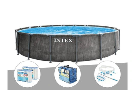 Piscine tubulaire INTEX KIT PISCINE TUBULAIRE INTEX BALTIK RONDE 5,49 ...
